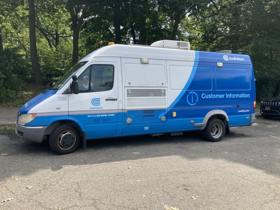 Con Edison is giving out dry ice at Forest Park